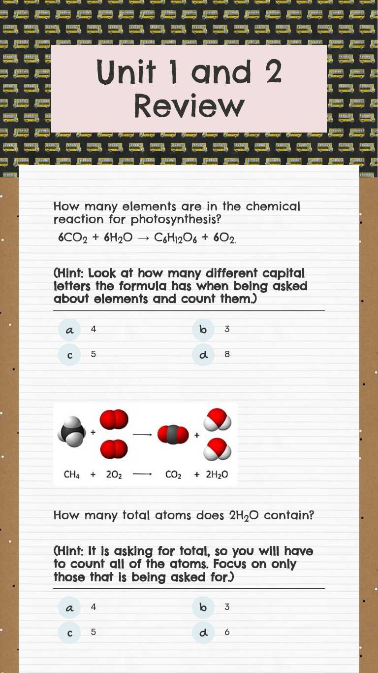 Unit 1 and 2 Review worksheet