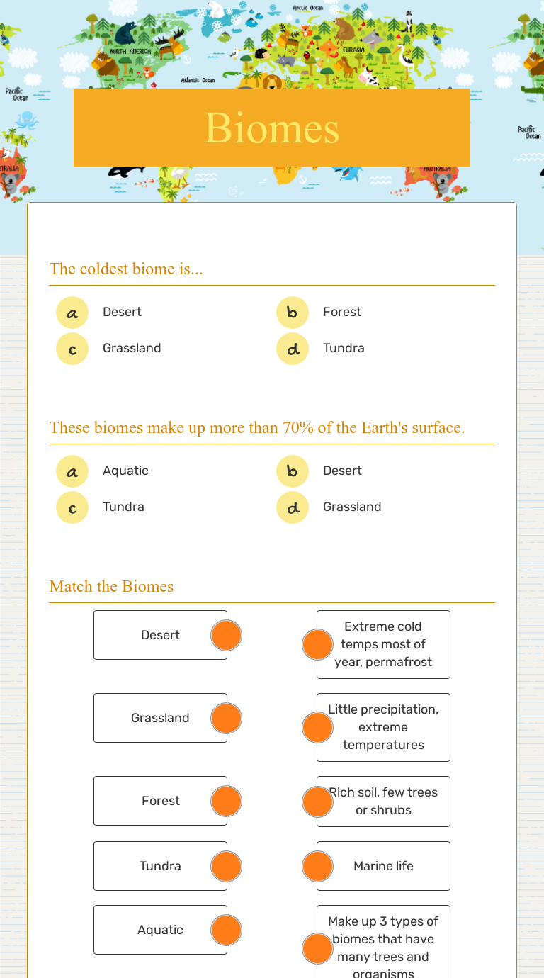 Biomes | Interactive Worksheet by rachel canfield | Wizer.me