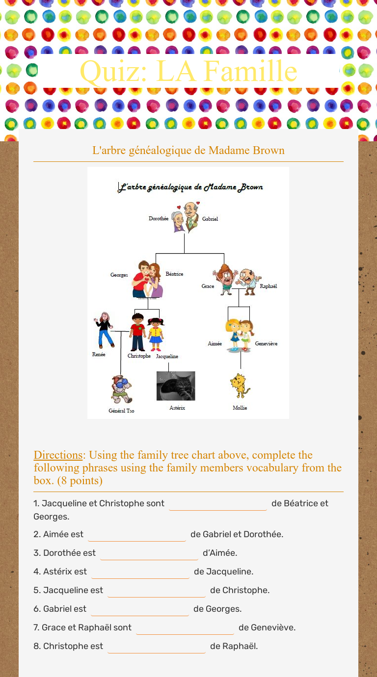 Quiz: LA Famille