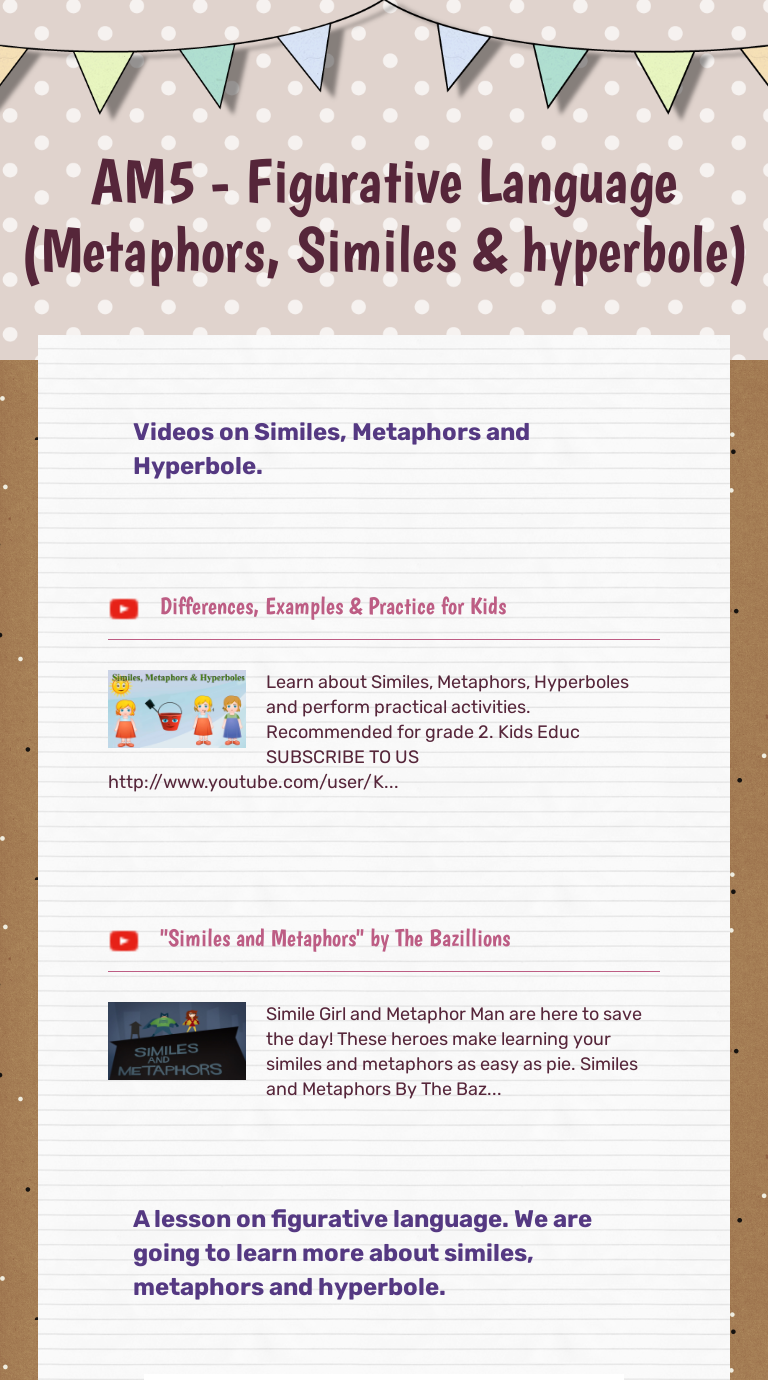 AM5 - Figurative Language (Metaphors, Similes & hyperbole ...