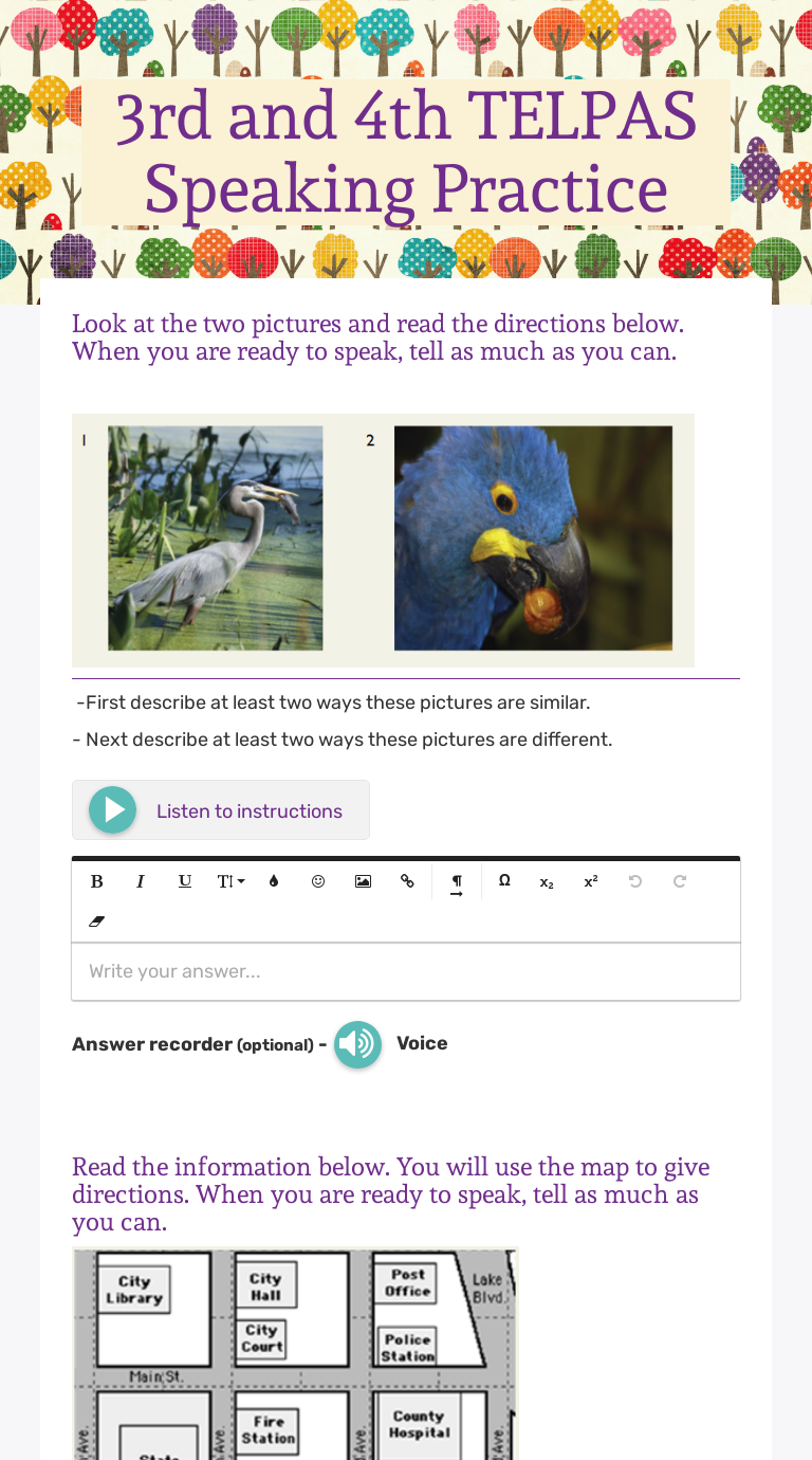3rd and 4th TELPAS Speaking Practice | Interactive Worksheet by Shannon ...