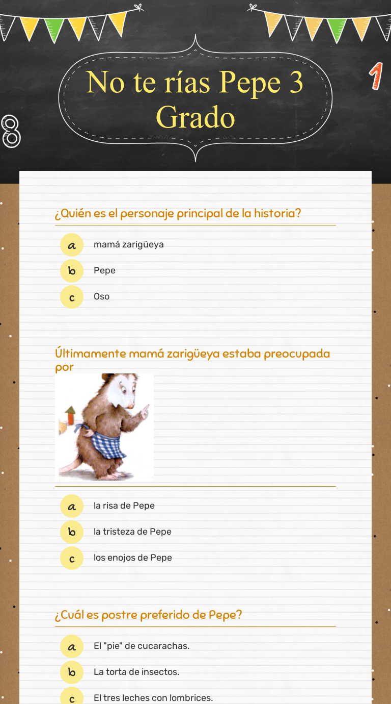 No te rías Pepe 3 Grado | Interactive Worksheet by Sandra Chacón | Wizer.me