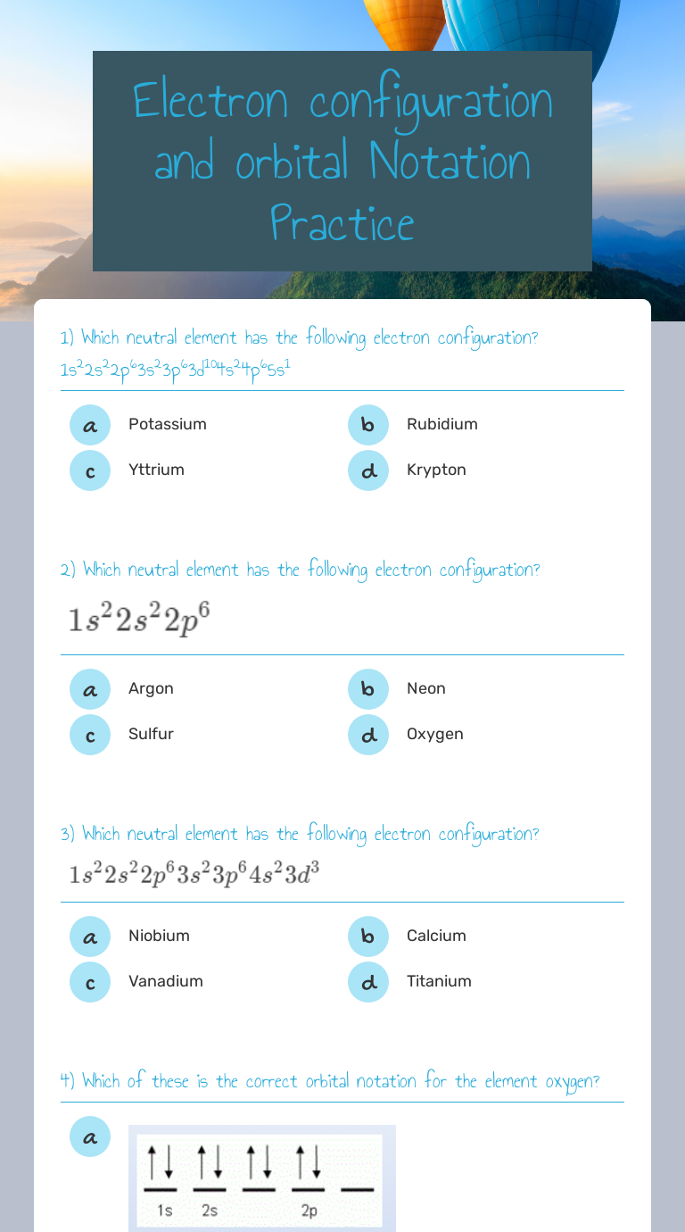 Electron Configuration And Orbital Notation Practice Worksheet - Free ...