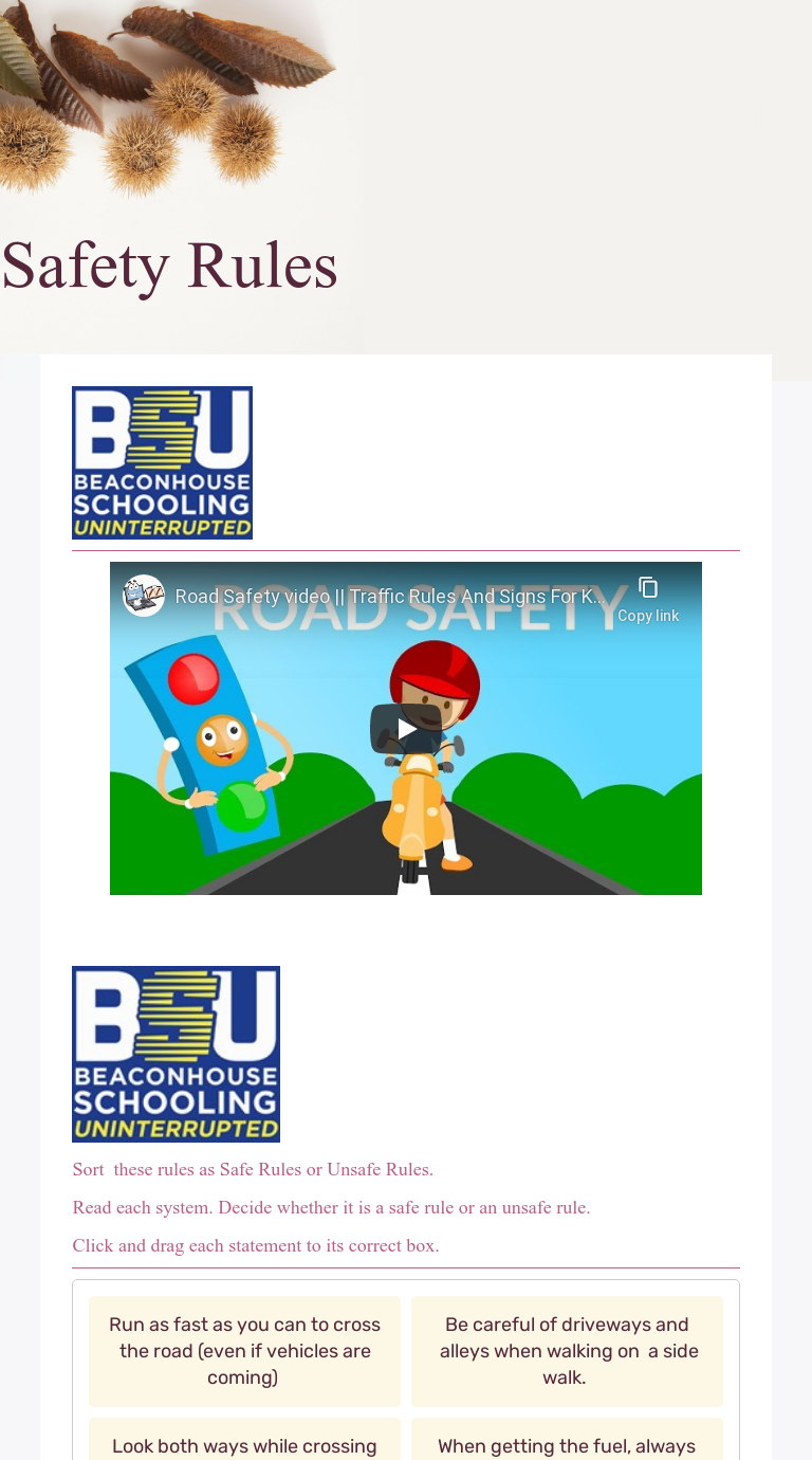 Safety Rules Interactive Worksheet By Humaira Imtiaz Malik Wizer me