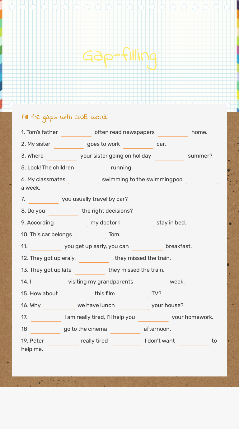 Gap-filling | Interactive Worksheet by Horváth Zoltánné | Wizer.me