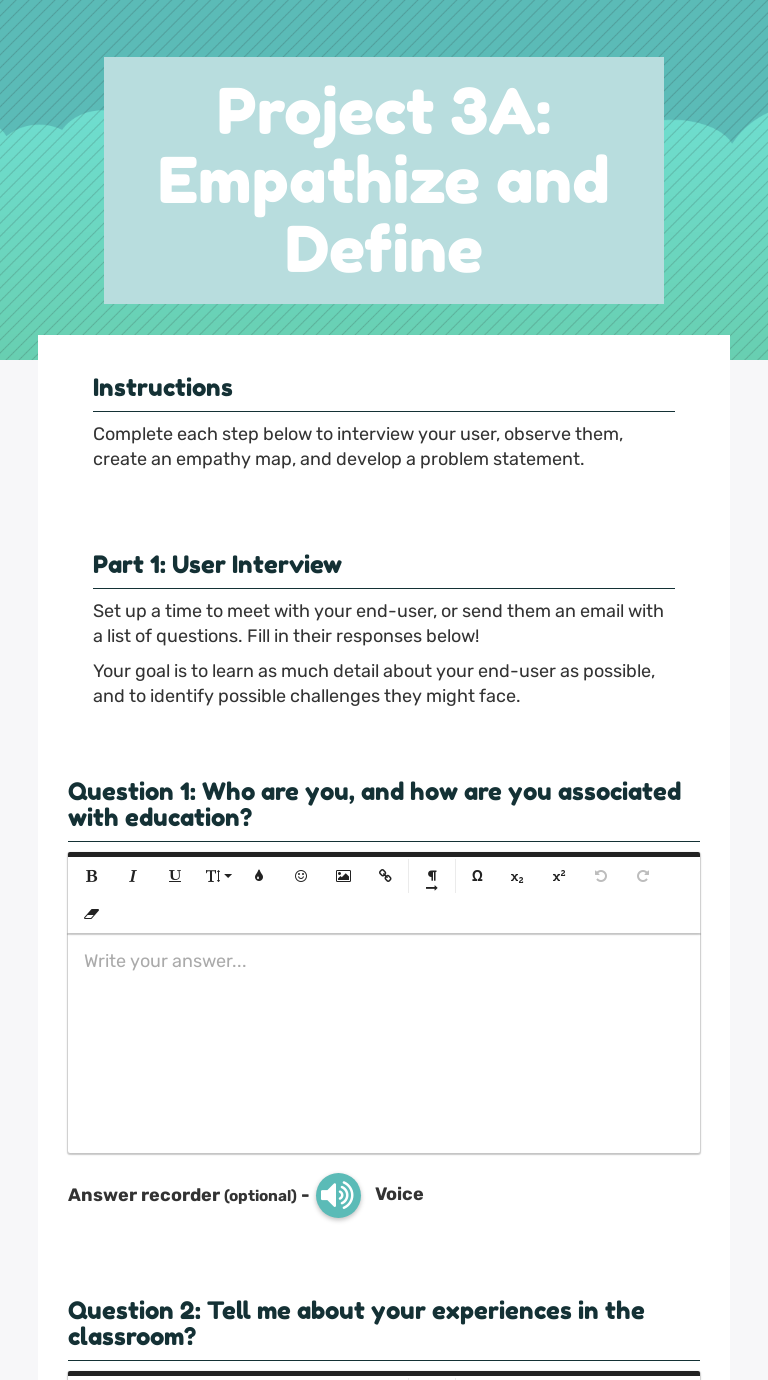 Project 3A Empathize And Define Interactive Worksheet By Joseph Ryan 