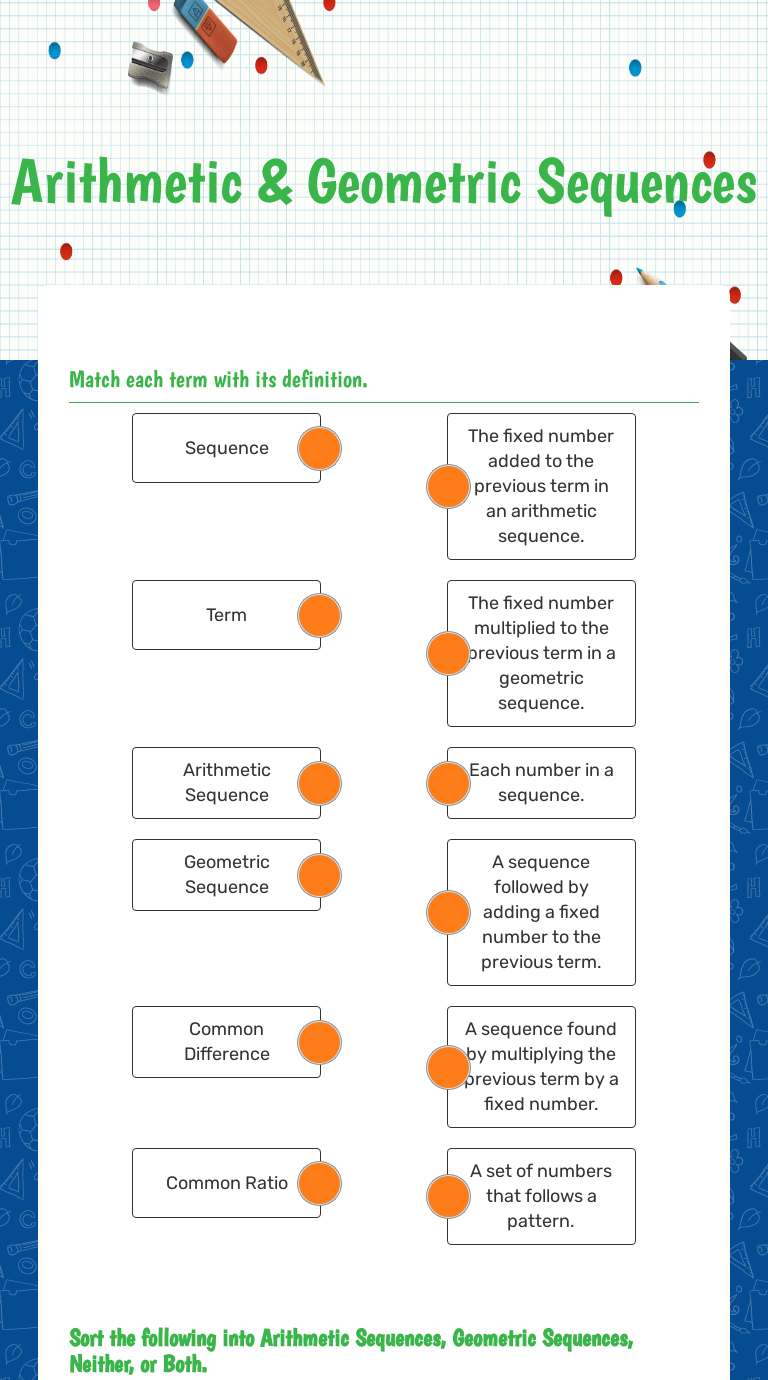 Arithmetic Geometric Sequences Interactive Worksheet By CHRISTY DAY 