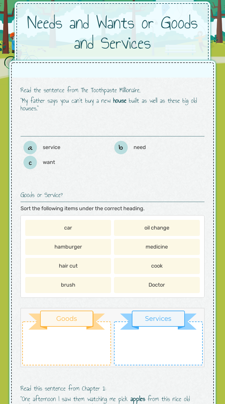 Goods And Services Sort
