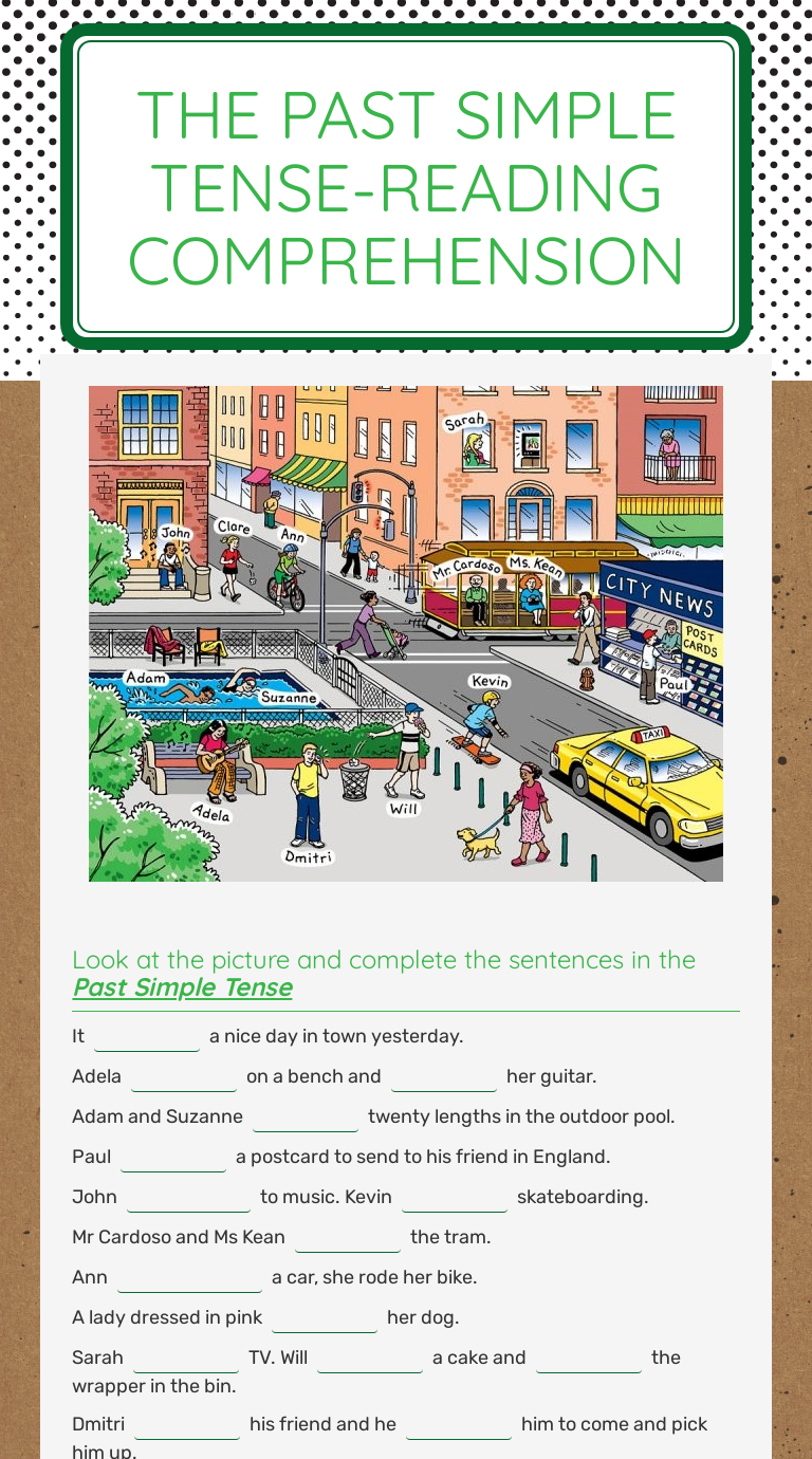 The past simple tense-READING COMPREHENSION | Interactive Worksheet by ...