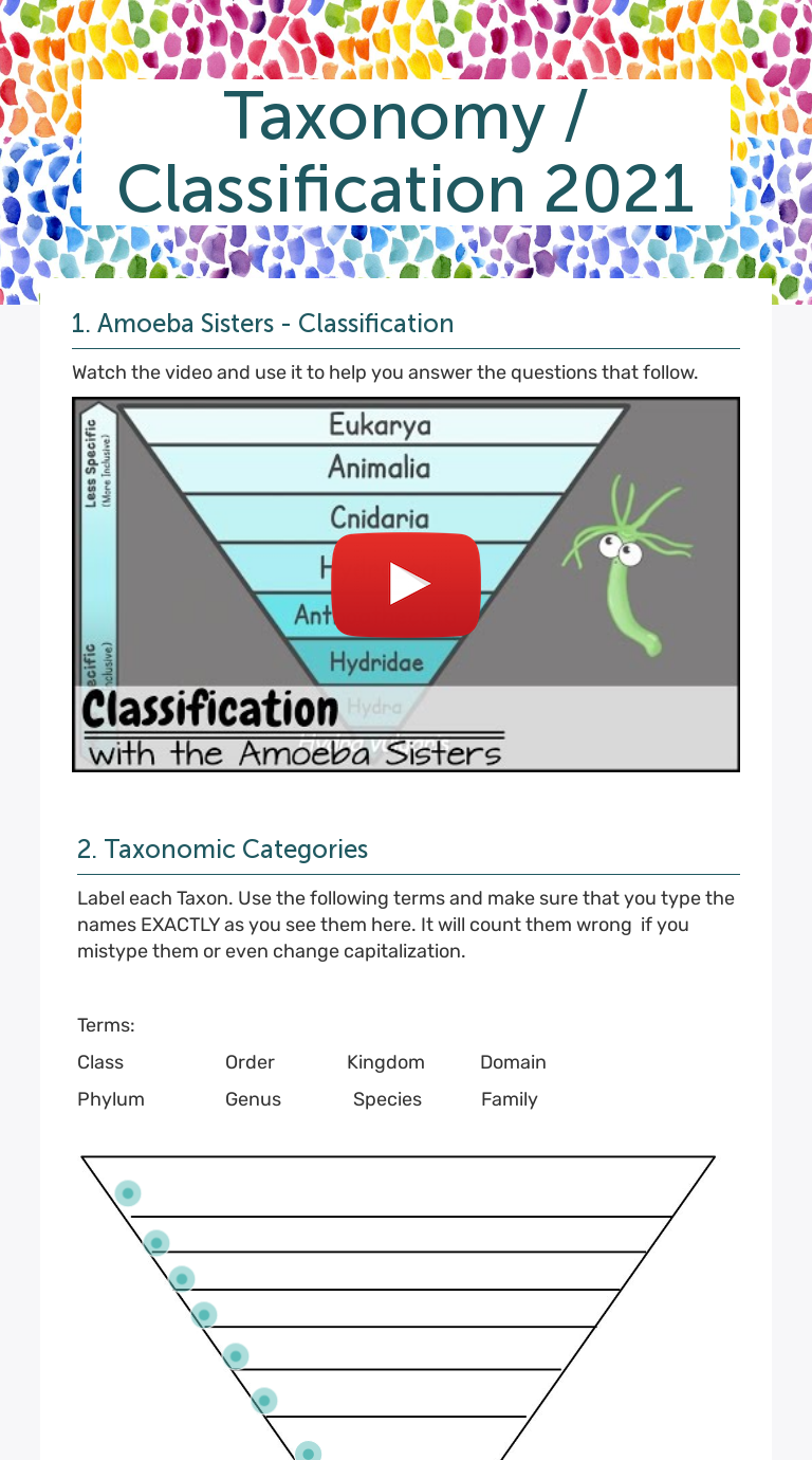 Taxonomy / Classification 2021 | Interactive Worksheet by Anecia ...