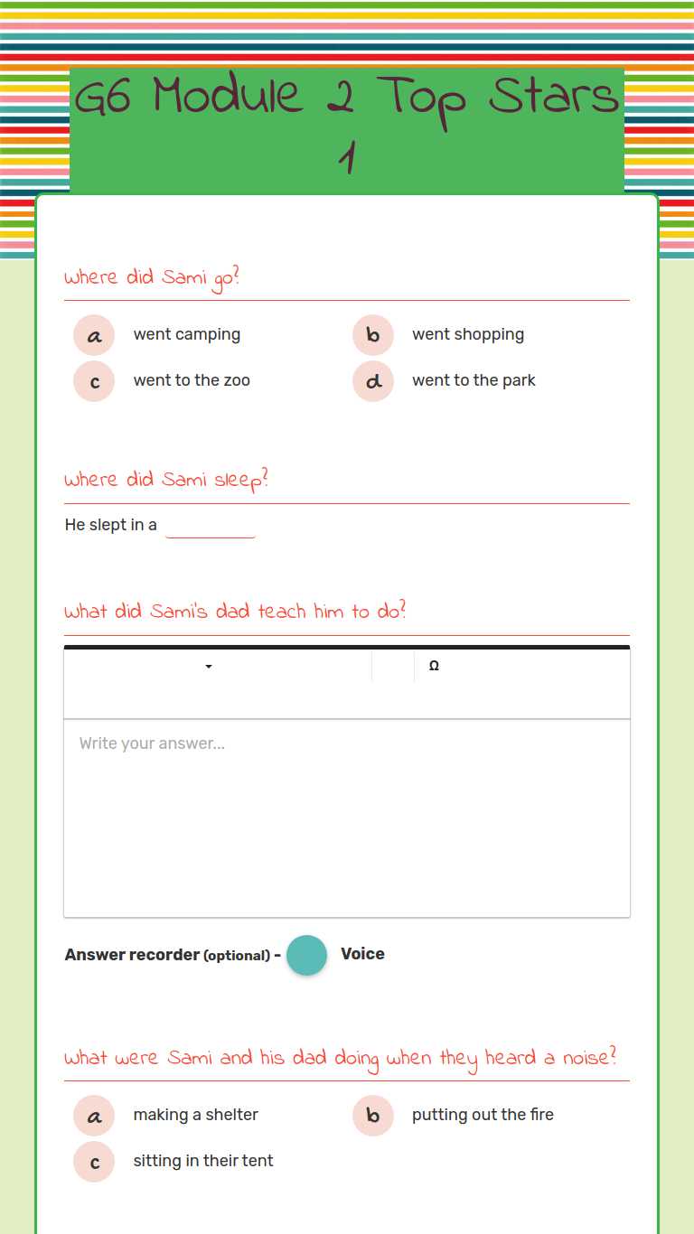 G6 Module 2 Top Stars worksheet