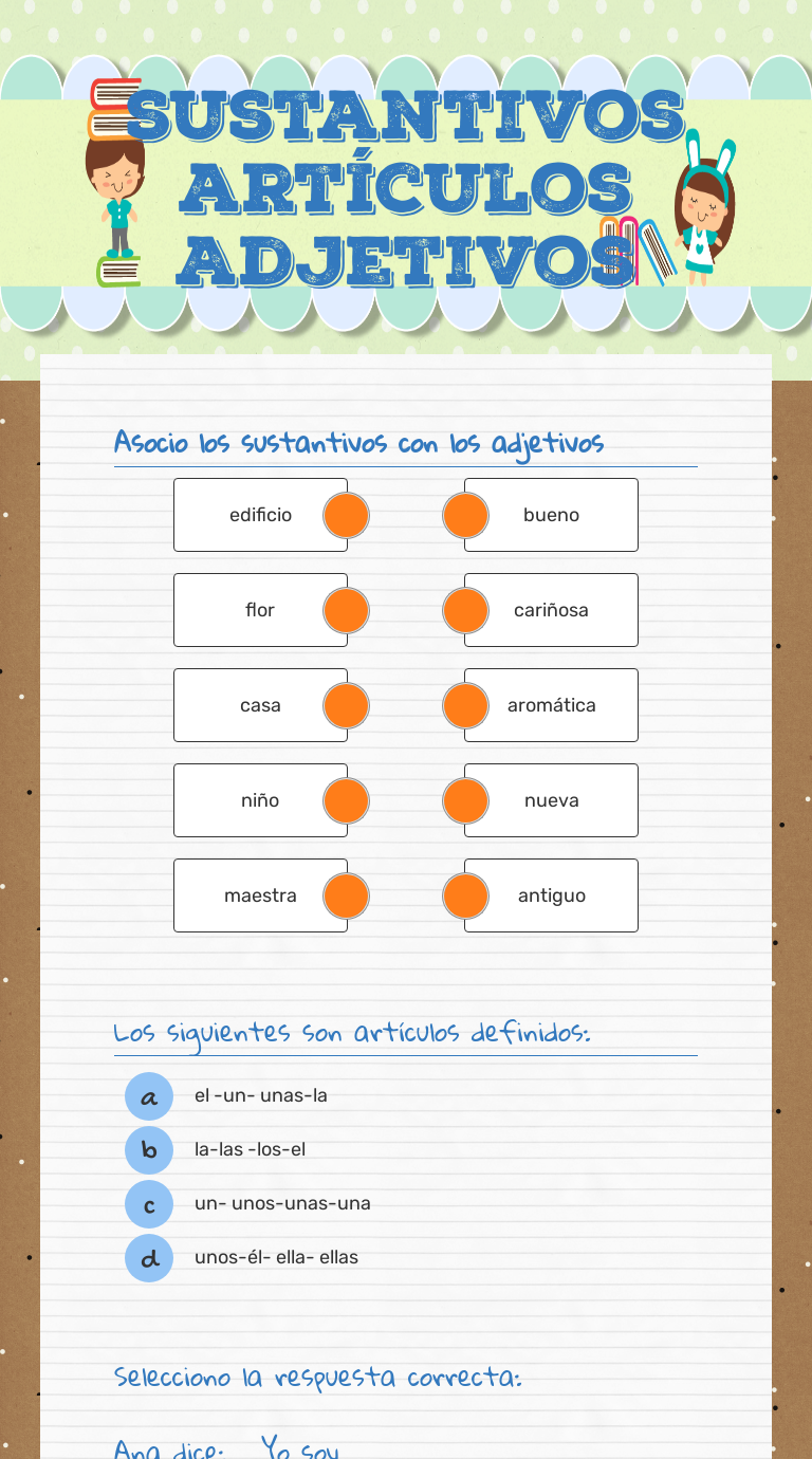 sustantivos artÍculos Adjetivos | Interactive Worksheet by Graciela ...