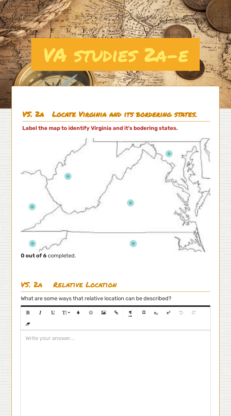 VA studies 2a-e | Interactive Worksheet by Sarah Hunter | Wizer.me