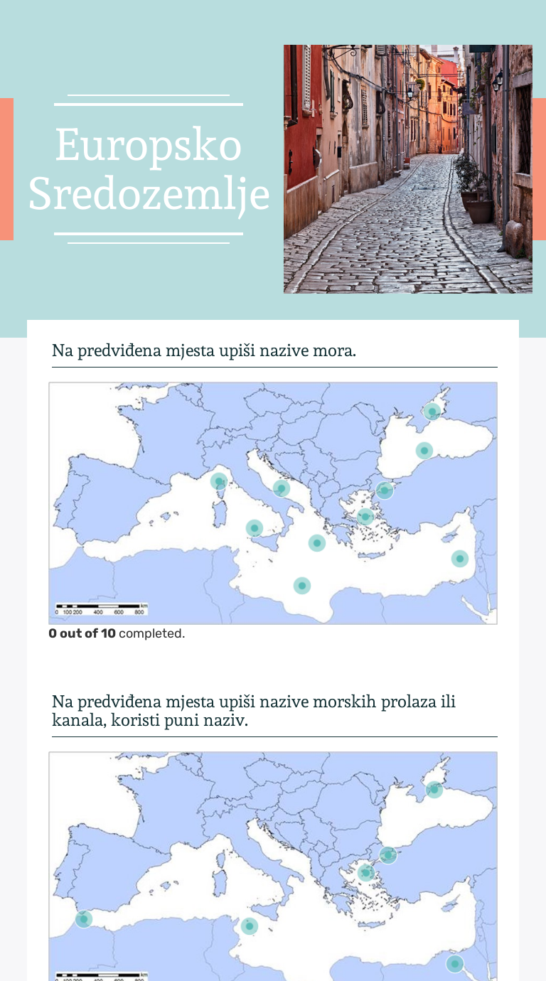 Europsko Sredozemlje Interactive Worksheet By Tihana Modri Wizer me