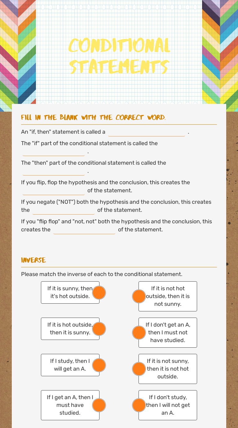 Conditional Statements | Interactive Worksheet by Erin Thompson | Wizer.me