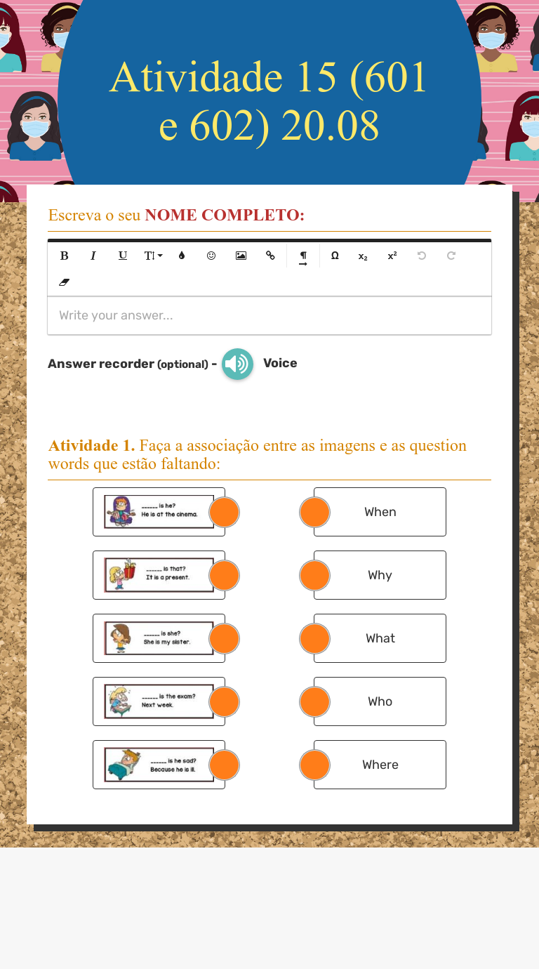 Atividade com frases interactive worksheet | Live Worksheets Atividade com frases interactive worksheet | Live Worksheets