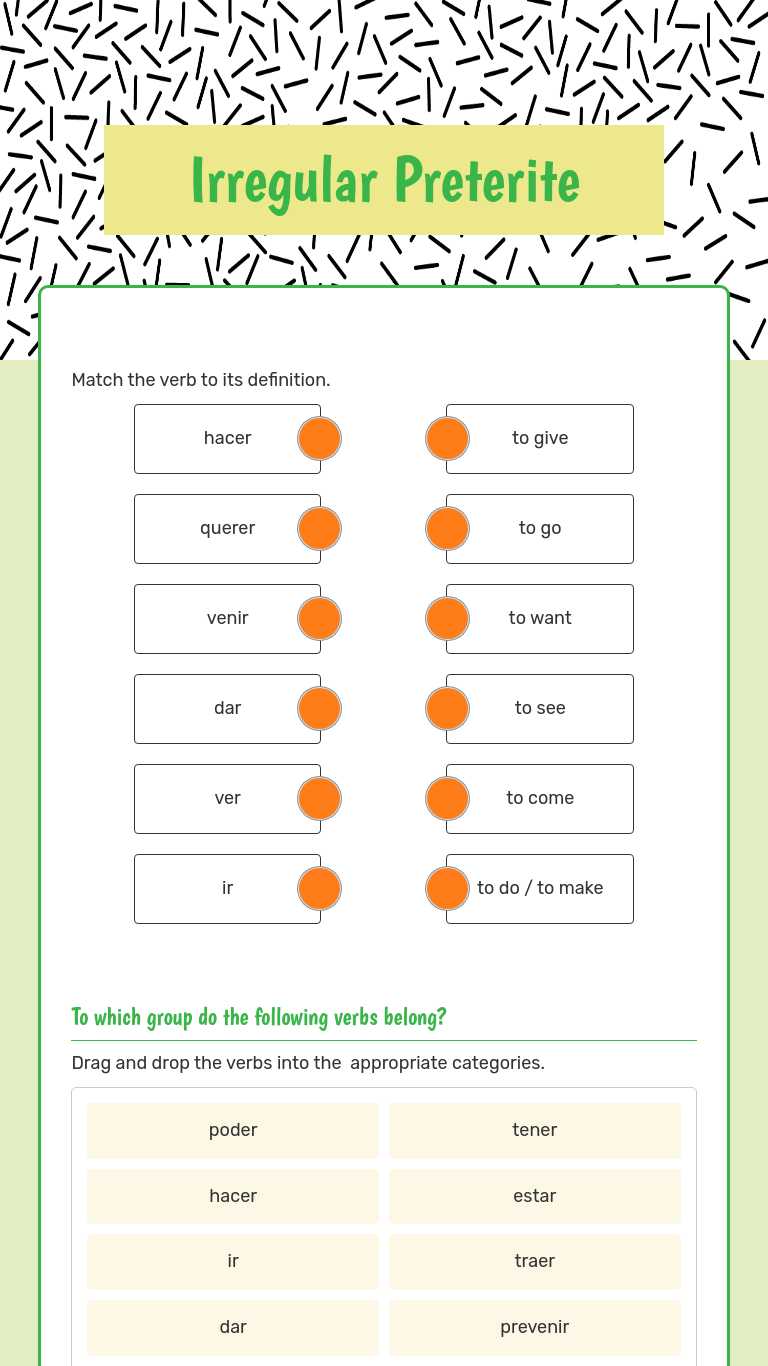 Irregular Preterite worksheet