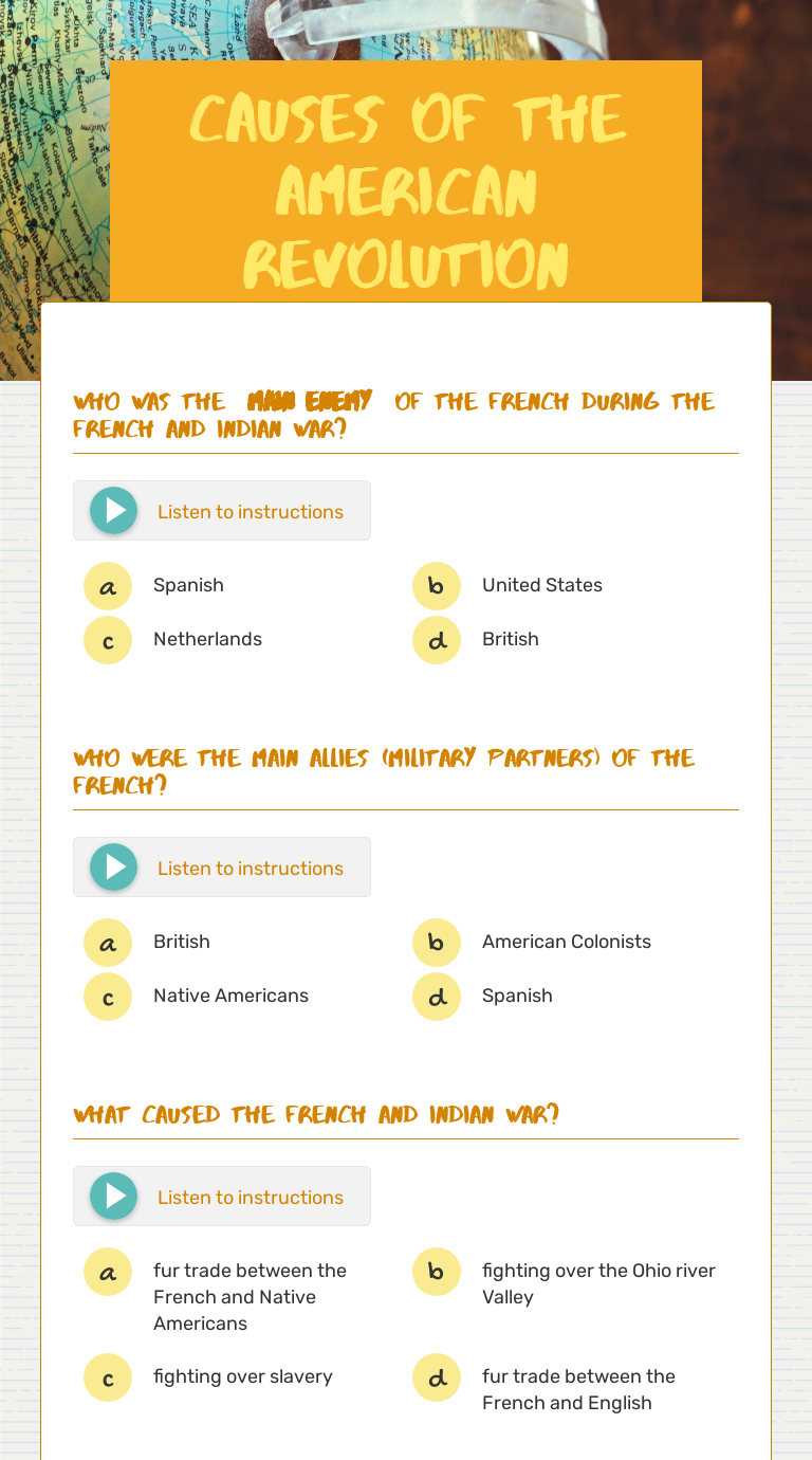 Causes Of The American Revolution Interactive Worksheet By Amanda 