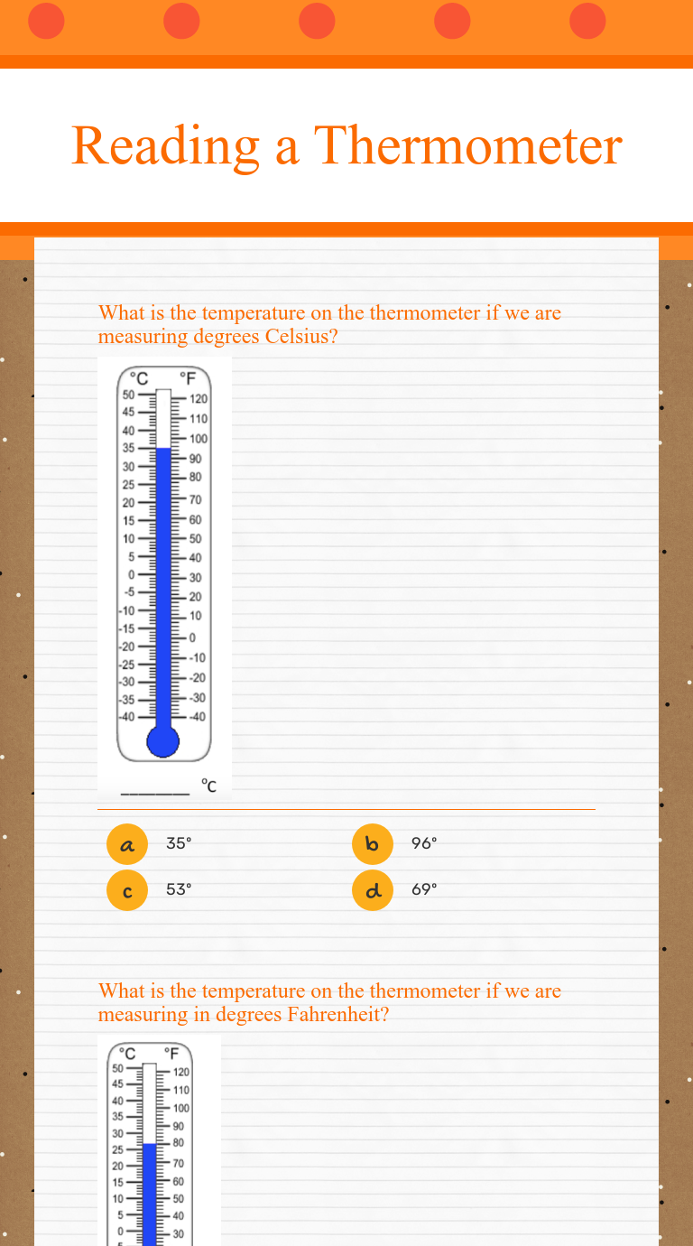 Reading A Thermometer Worksheet - E-streetlight.com Reading A Thermometer Worksheet - E-streetlight.com