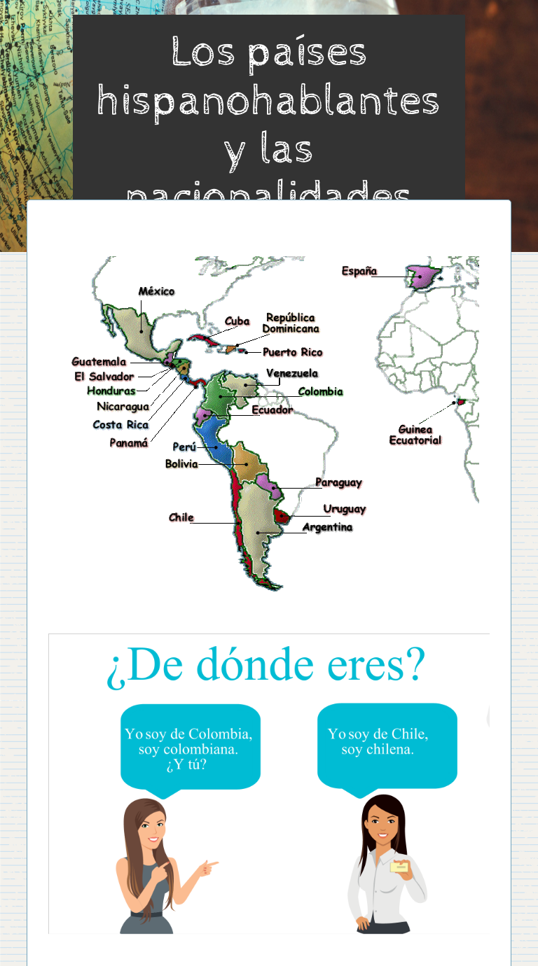 Los países hispanohablantes y las nacionalidades by Jennifer Gebhardt ...