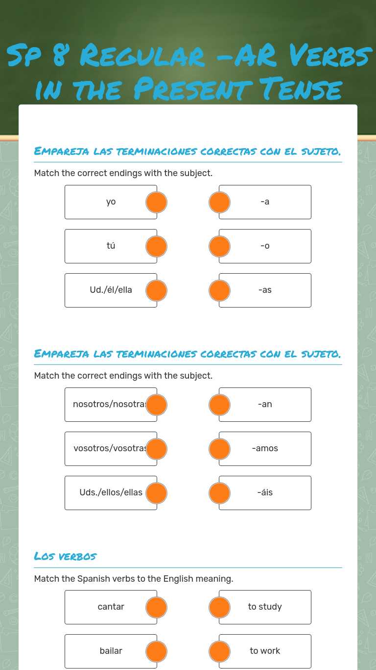 Practice: Regular -AR Verbs worksheet