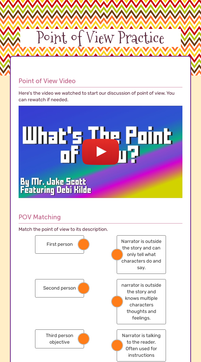 Point of View Practice | Interactive Worksheet by Angela Hammie | Wizer.me