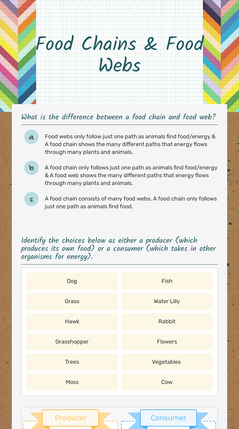 Food Chains & Food Webs by Kathie Scicchitano | Interactive Worksheet ...
