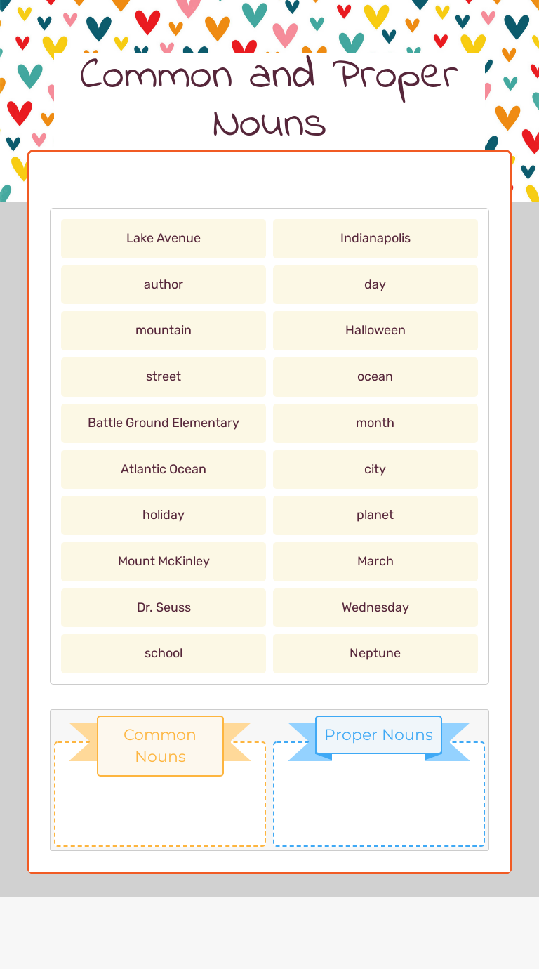 Common and Proper Nouns | Interactive Worksheet | Wizer.me
