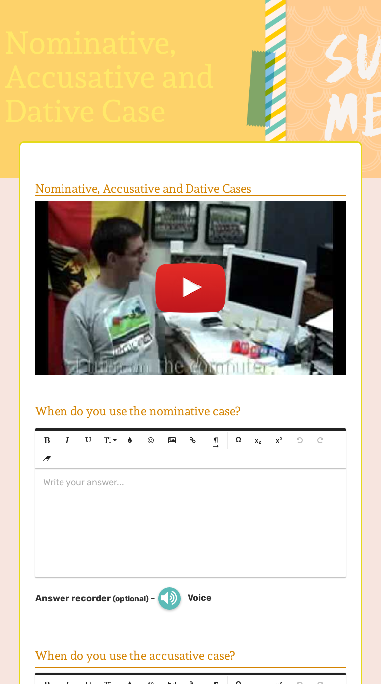 Nominative, Accusative and Dative Case | Interactive Worksheet | Wizer.me