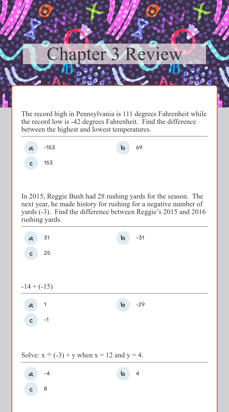 Chapter 3 Review worksheet