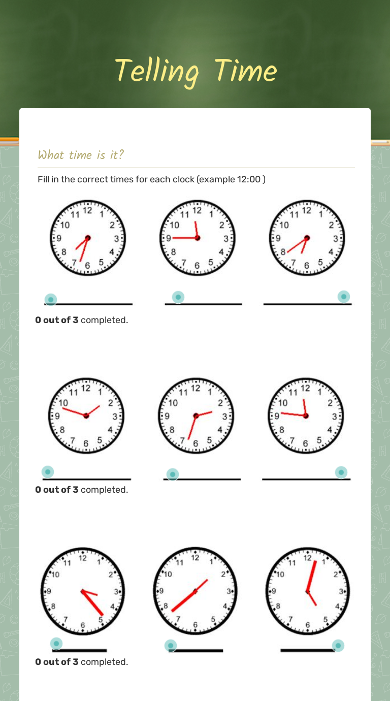 Telling Time Interactive Worksheet By Jessica Fath Wizer me