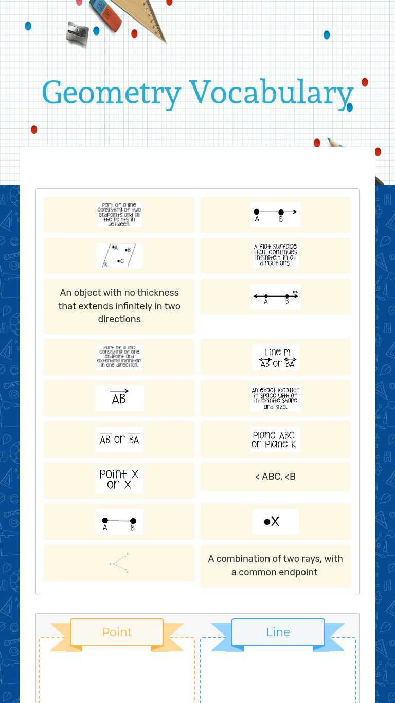 Geometry Vocabulary worksheet