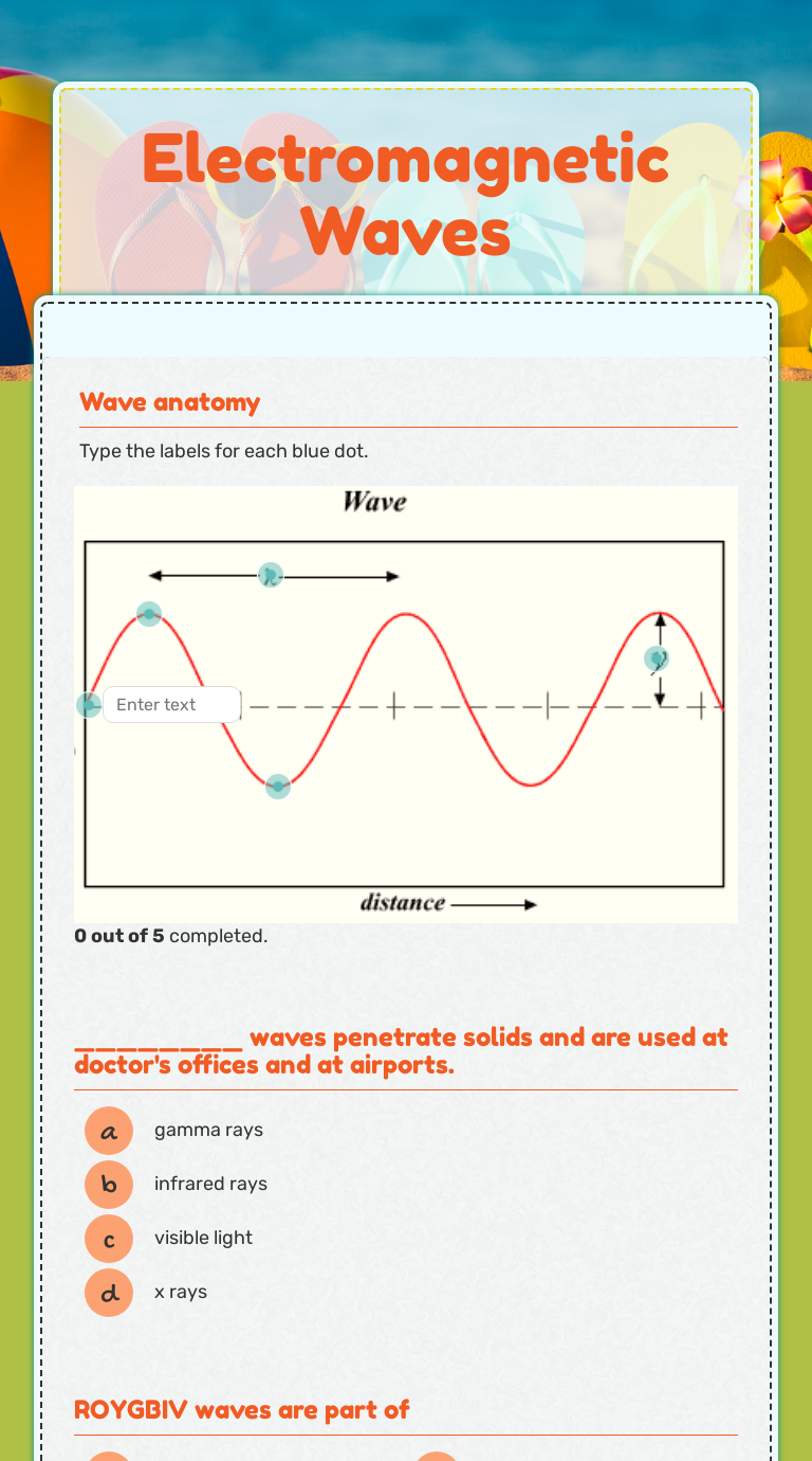 Electromagnetic Waves Interactive Worksheet By Tracey Muise Wizer me