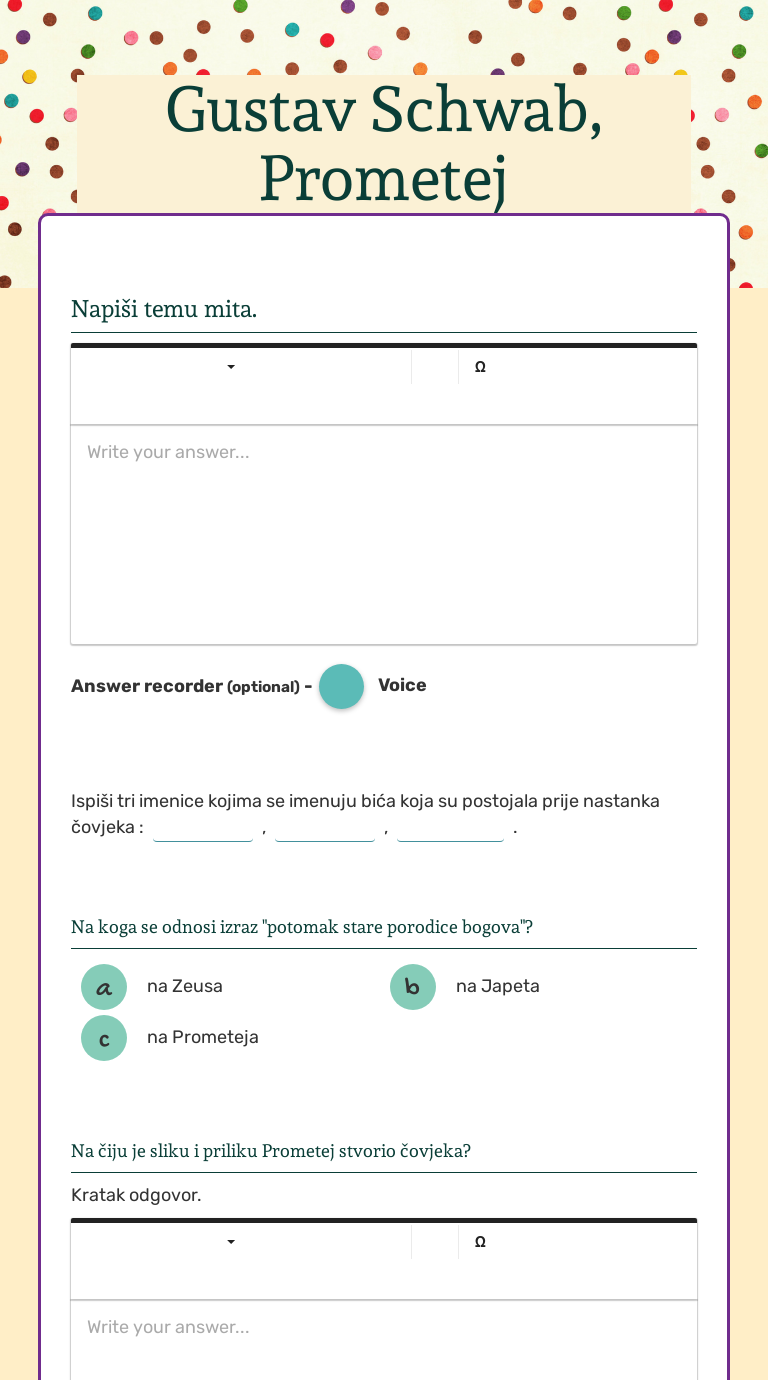 G Ustav Schwab Prometej Interactive Worksheet By Marijana ura 