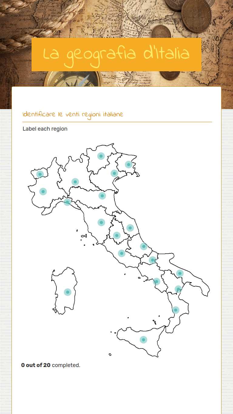 La geografia d'Italia | Interactive Worksheet by Luigi Tozzi | Wizer.me
