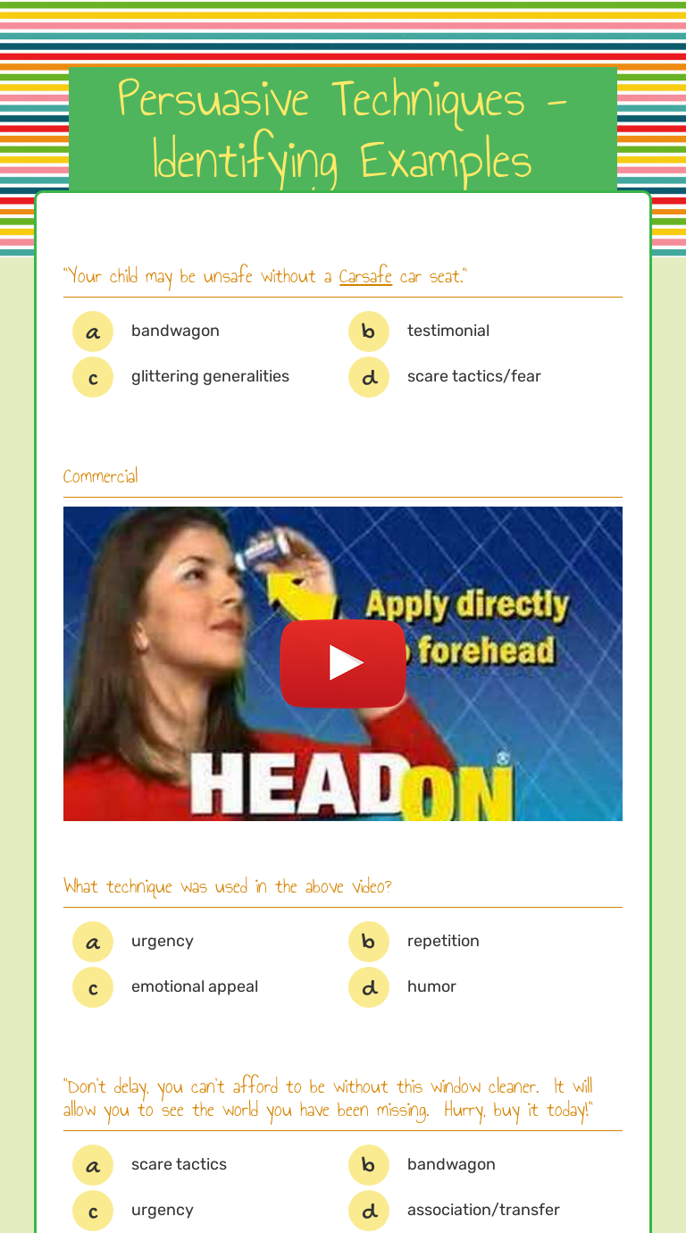 Transfer Advertising Technique Examples