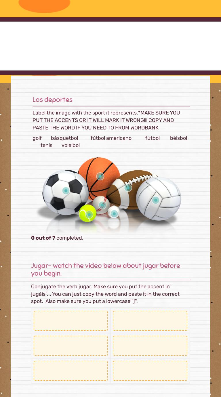 jugar y los deportes | Interactive Worksheet by Mr. BERMEJO | Wizer.me