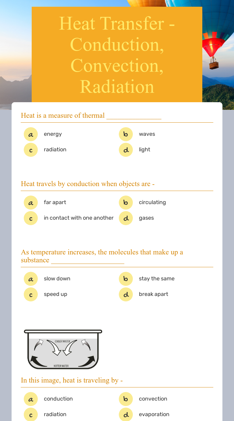Conduction Convection Radiation Worksheet