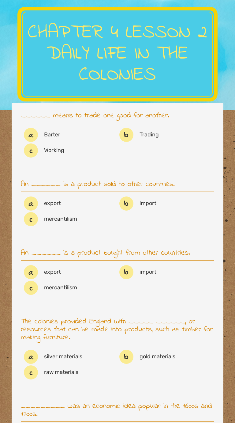 Daily Life In The Colonies