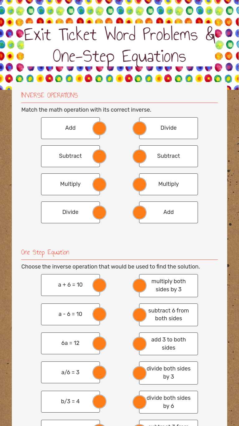 Exit Ticket worksheet