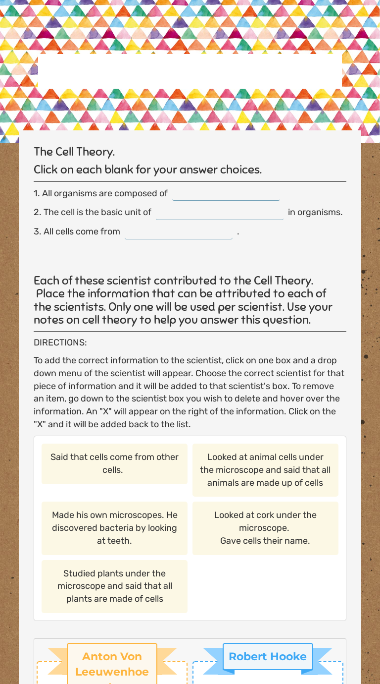Intro To Cells Cell Theory And Types Of Cells Interactive Worksheet 
