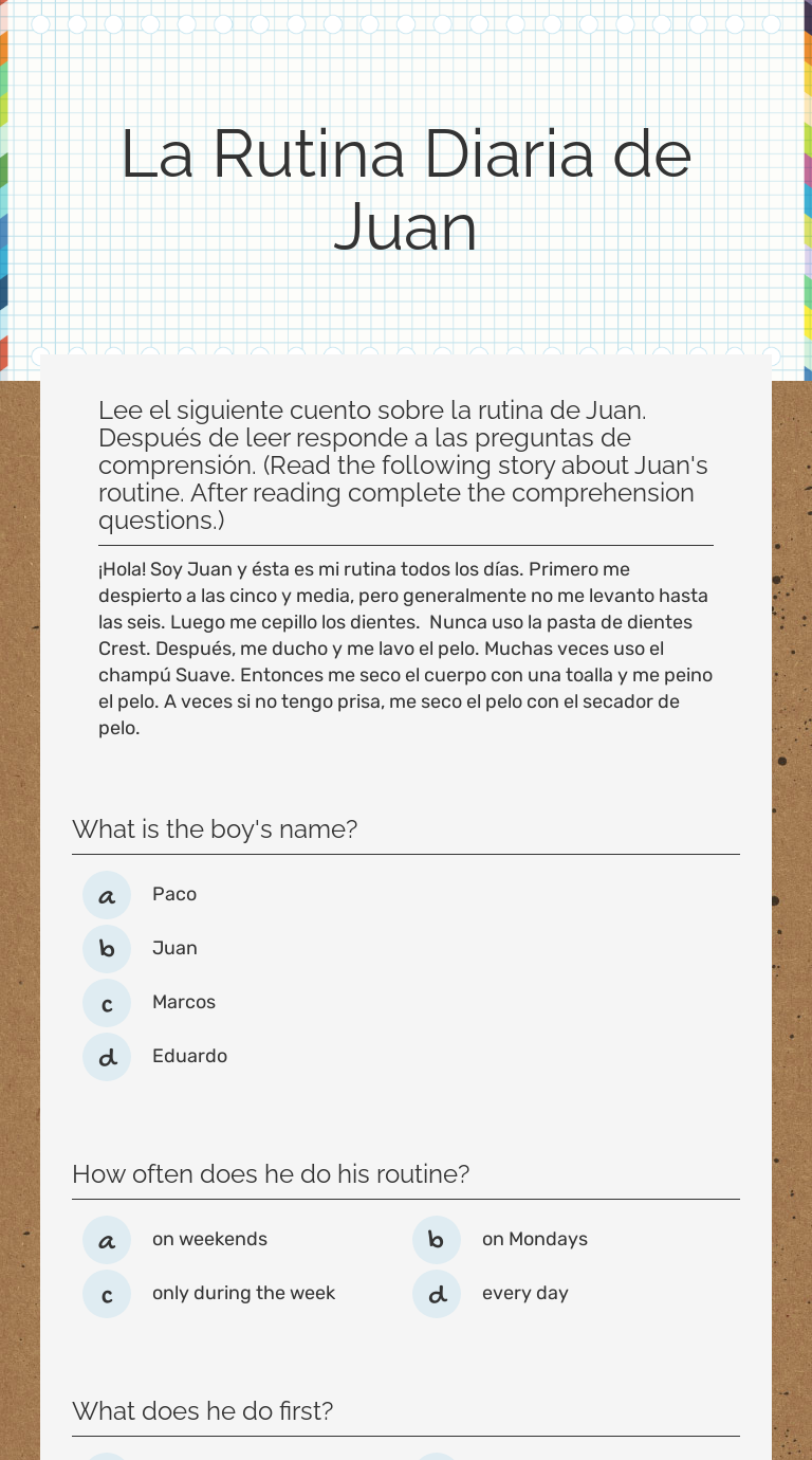 Mi Rutina Diaria Worksheet