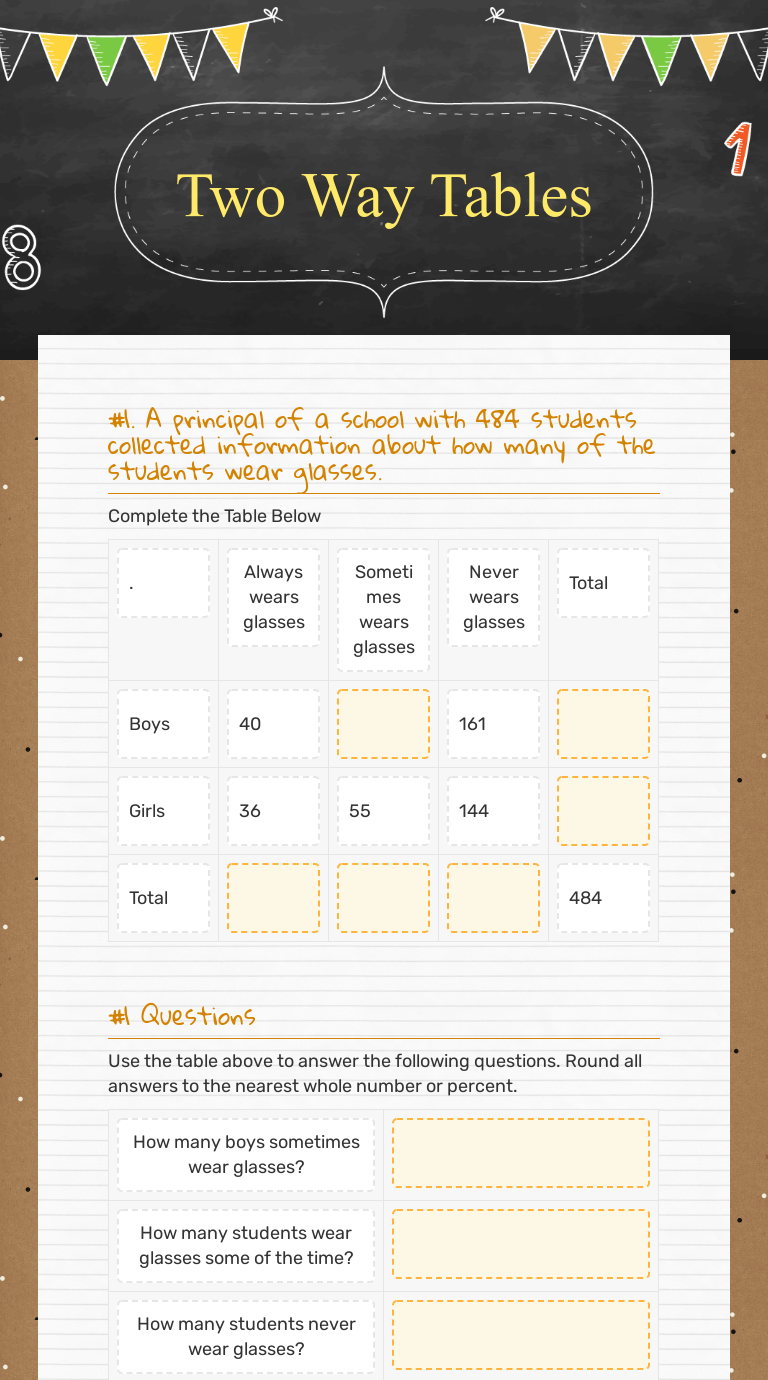 Two Way Tables | Interactive Worksheet by Jasmine Clay | Wizer.me Two Way Tables | Interactive Worksheet by Jasmine Clay | Wizer.me