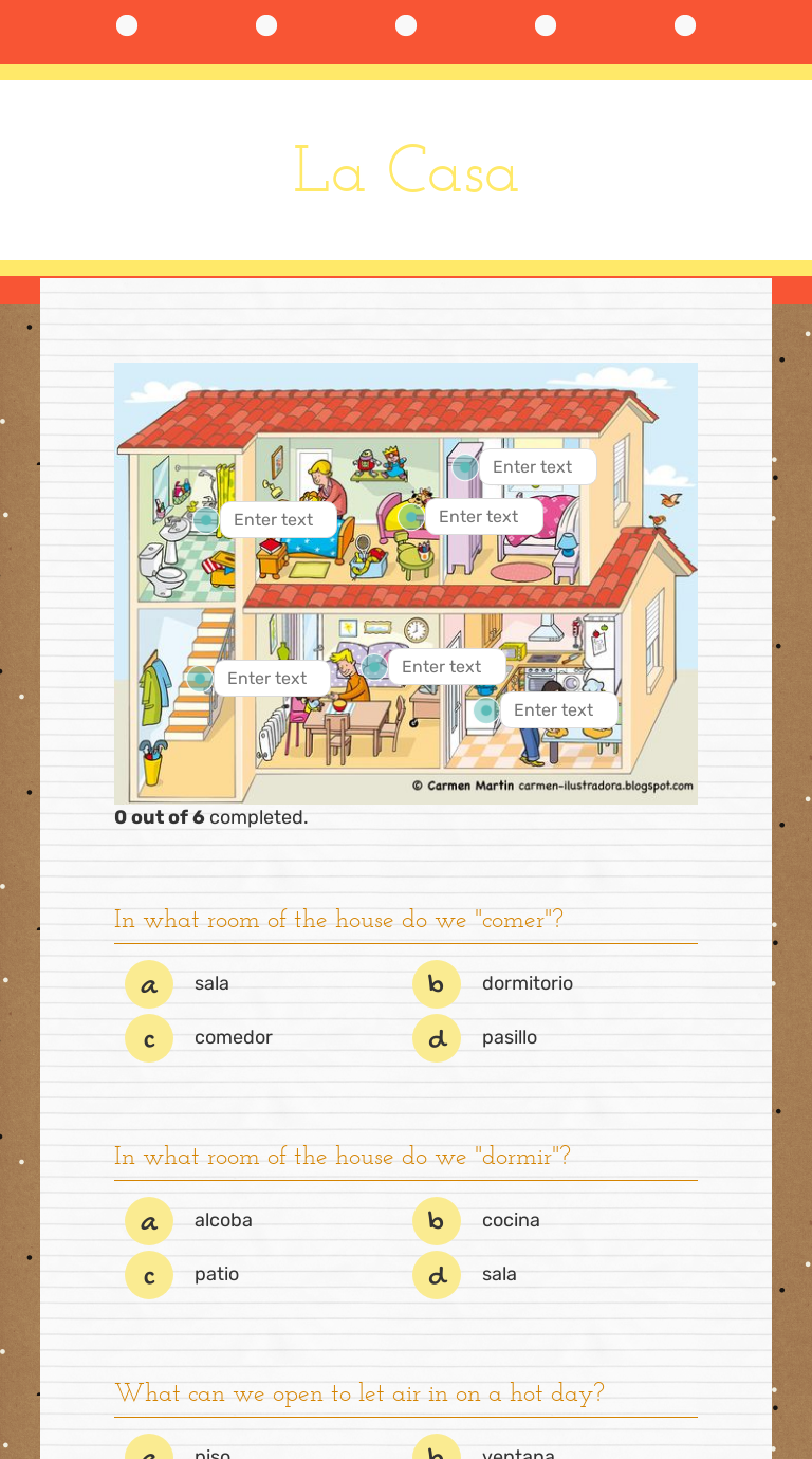 La Casa | Interactive Worksheet by D Hufford | Wizer.me