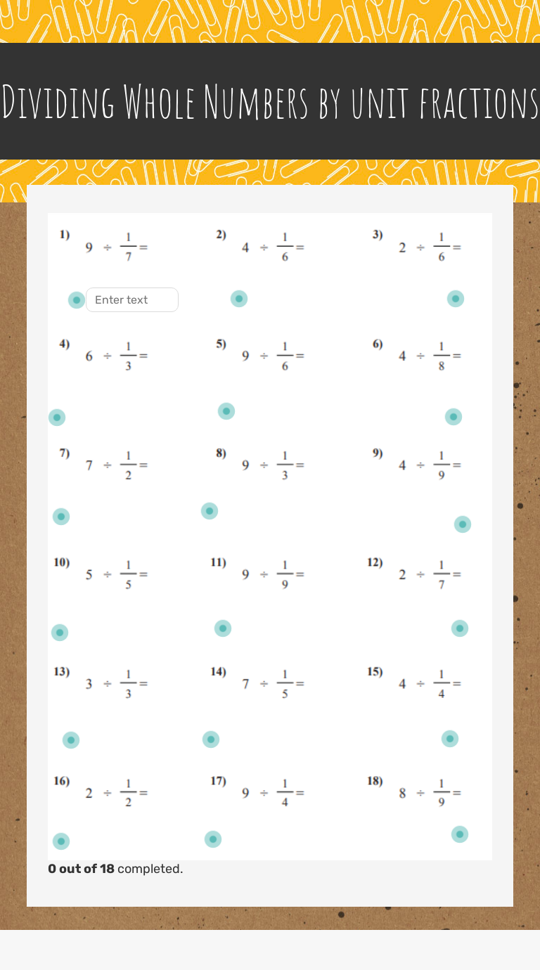 Dividing Whole Numbers by unit fractions by Rebecca Curry | Interactive ...