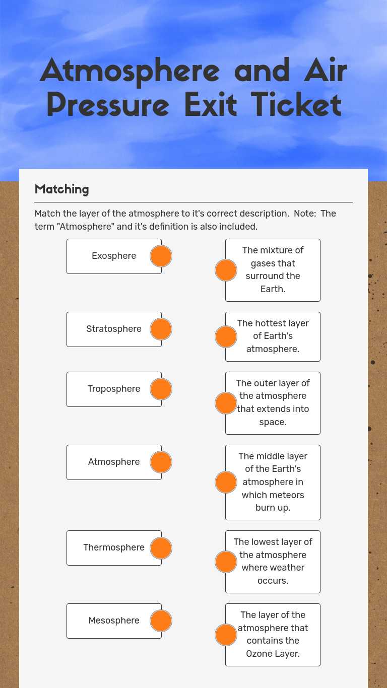 Note Taking Worksheet Atmosphere Answers