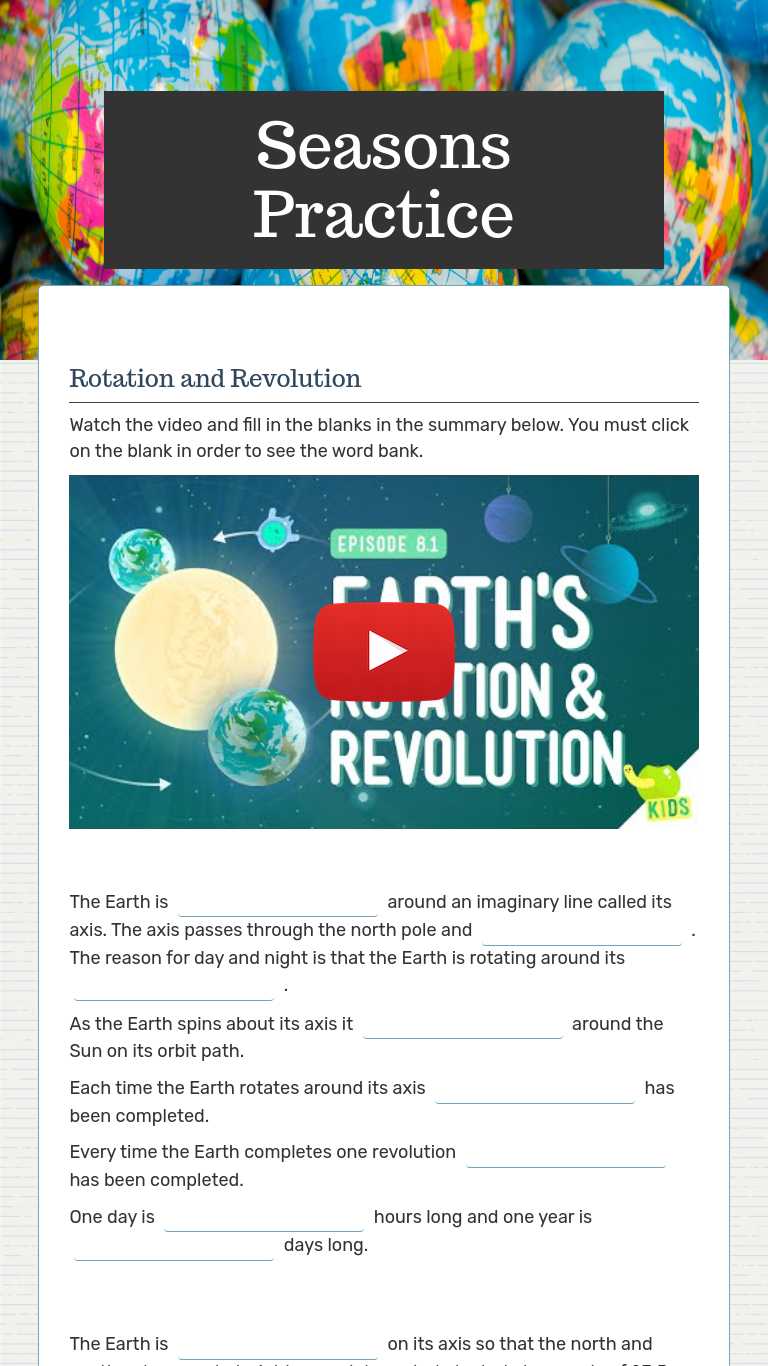 Seasons Practice worksheet