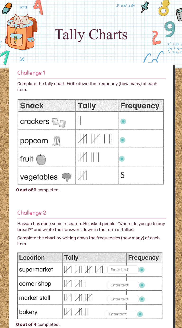 Tally Charts | Interactive Worksheet by SACHA LEANDER DIJKSHOORN | Wizer.me