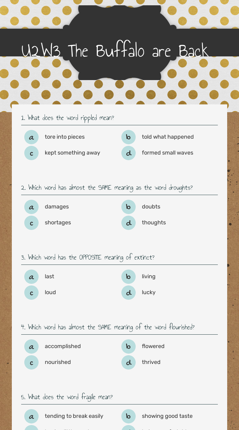 U2W3 The Buffalo are Back | Interactive Worksheet by Lindsay Dowd ...