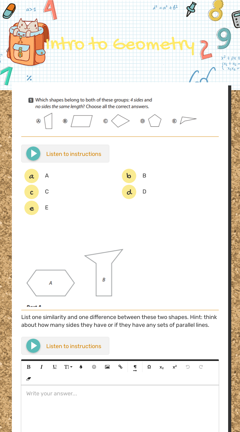 Intro To Geometry Worksheets